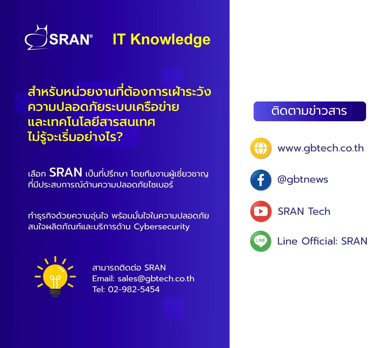 บริหารความเสี่ยง จาก ภัยคุกคามทางไซเบอร์ SRAN IT Knowlegde - SRAN CyberTech